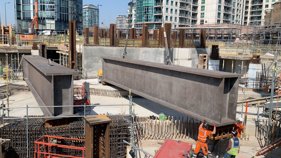 Careys installs two huge tower beams at One Nine Elms in… | Careys